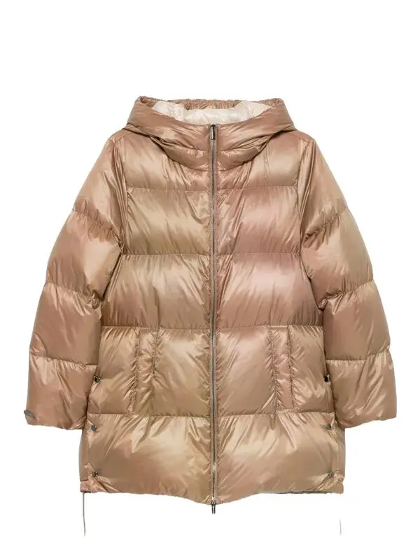 Peserico Quilted Hooded Coat - Neutrals