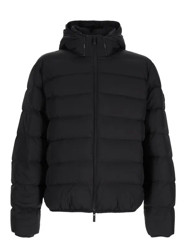 Moncler Piumino Corto "arajoki" Con Cappuccio - Black