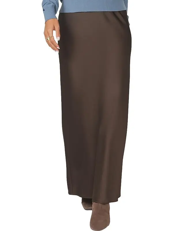 POINT Satin A Line Slip Skirt - Chocolate