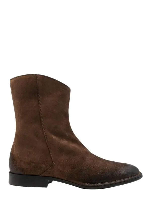 Emporio Armani Leather Ankle Boots - Brown