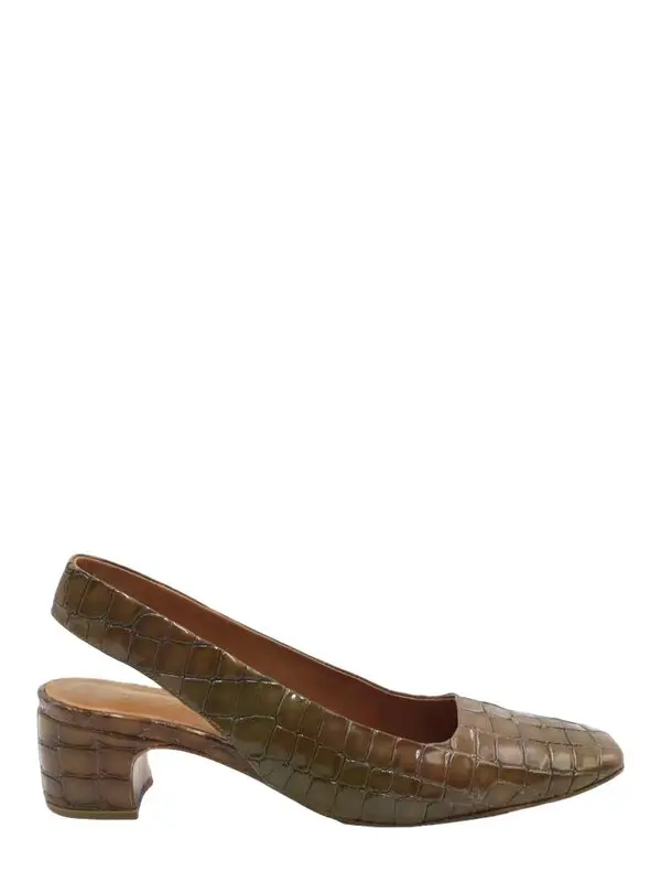 By Far Danielle Croc-effect Slingback Pumps - Brown