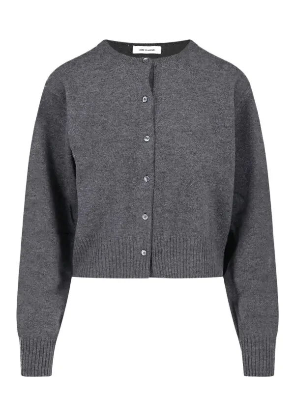 LOW CLASSIC Cropped Button-front Wool Cardigan - Grey