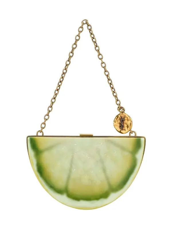 Saint Laurent Mini Resin Clutch With Antiqued Golden Metal Hardware - Multicoloured