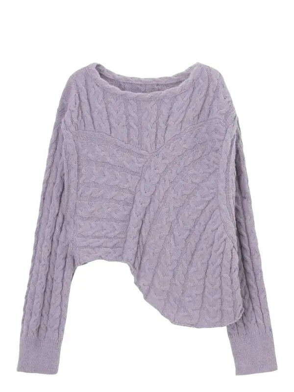 BELSIZE25 Cable Knit Asymmetric Jumper In Lavender - Purple