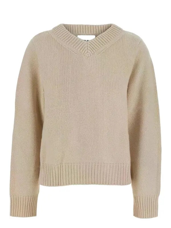 Soft Goat V-neck Ribbed Sweater - Neutrals