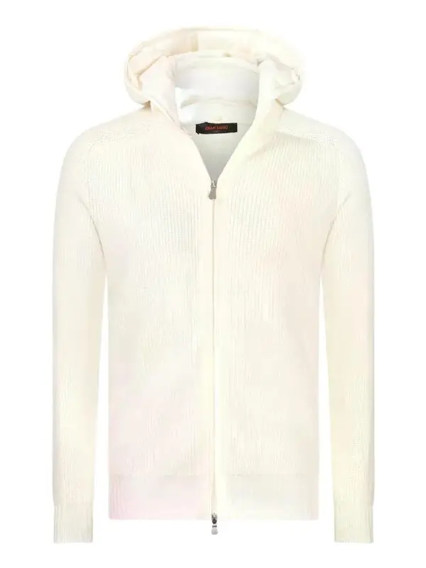 GRAN SASSO Ribbed-knit Hooded Jacket - Neutrals