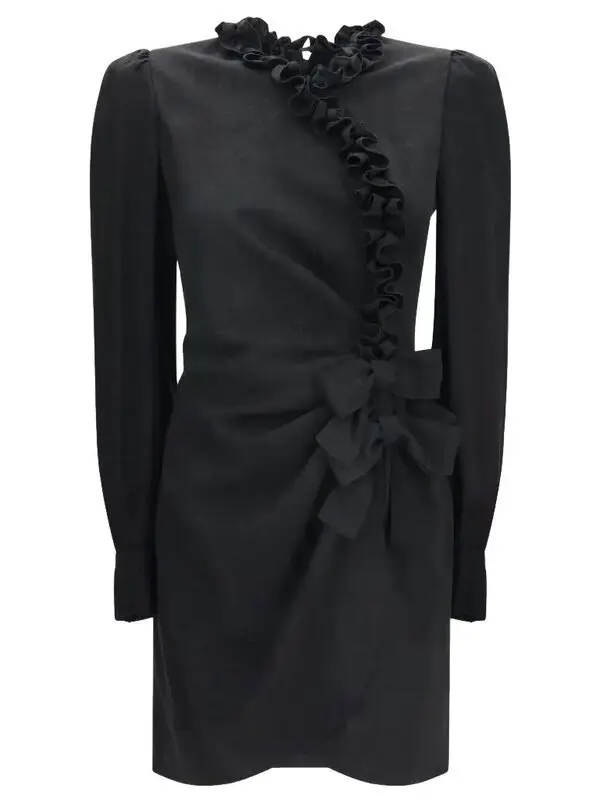 Alessandra Rich Ruffled Silk-jacquard Dress - Black