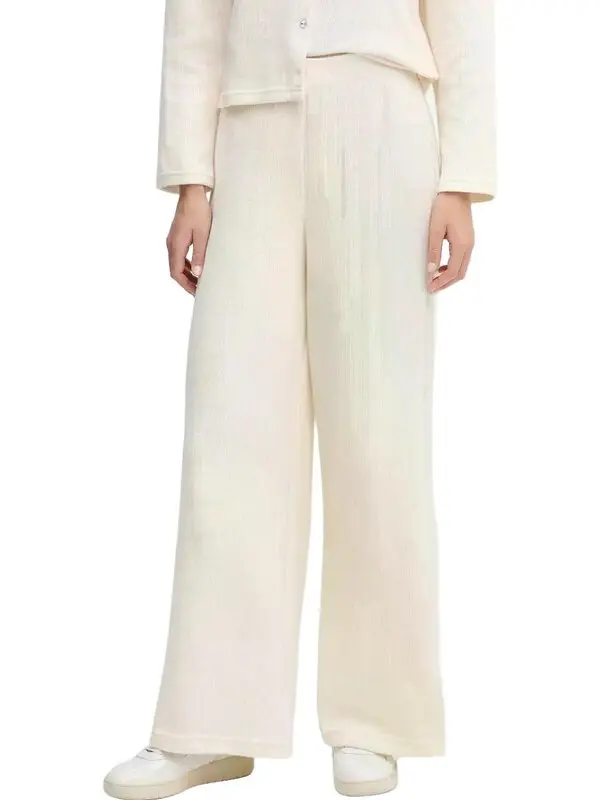 Dkny Ribbed-knit Wide-leg Trousers - Neutrals
