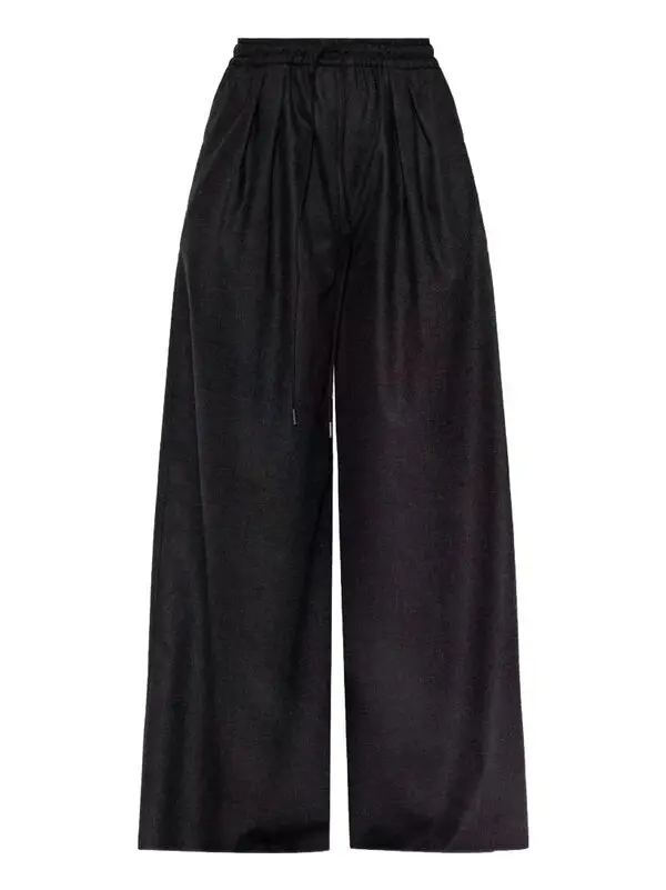Max Mara Wool Flannel Wide-leg Trousers Dark - Grey