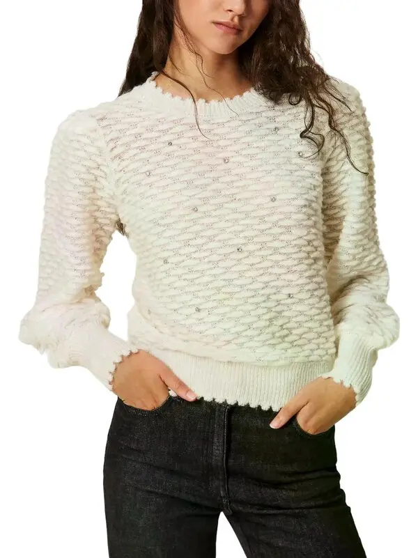 TWINSET Recycled Yarn Jumper With Embroidery - Neutrals