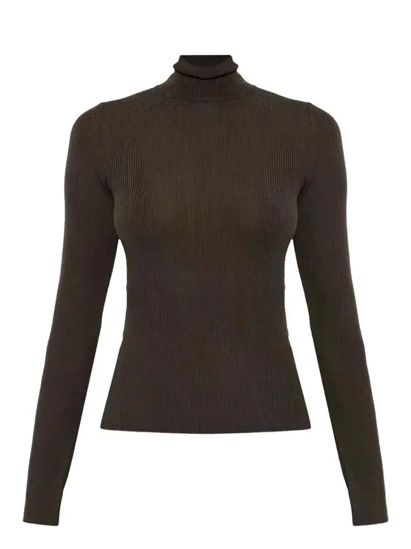 Max Mara Wool Yarn Polo-neck Sweater Mud - Brown