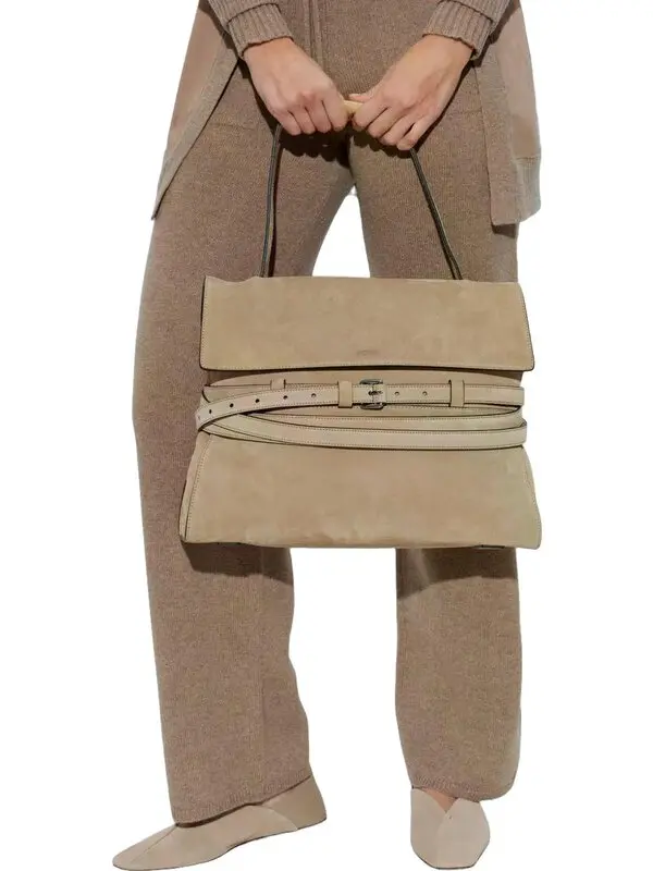 Moschino Tie Me Suede Tote Bag - Neutrals