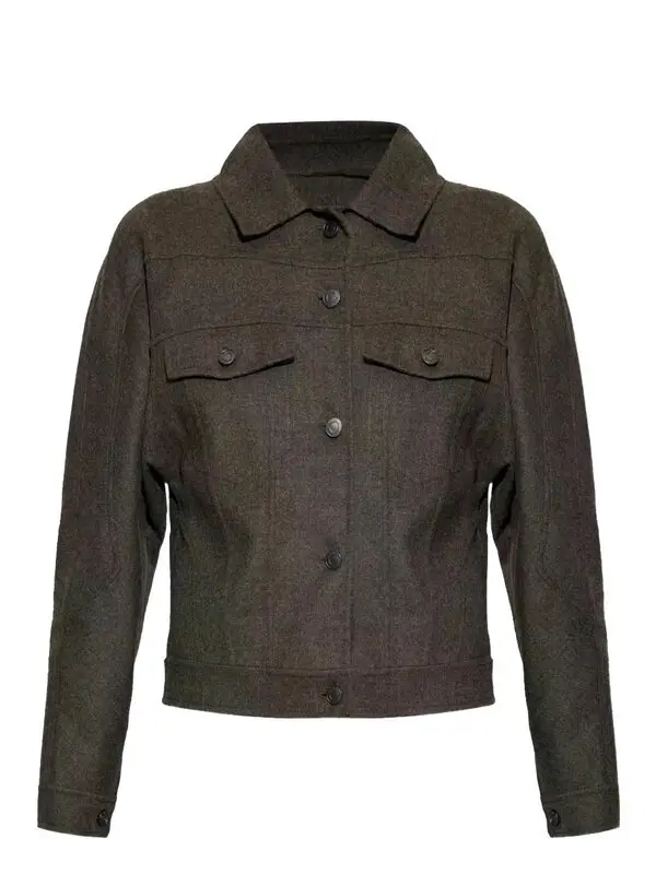 Max Mara Felted Wool Trucker Jacket Grey - Brown