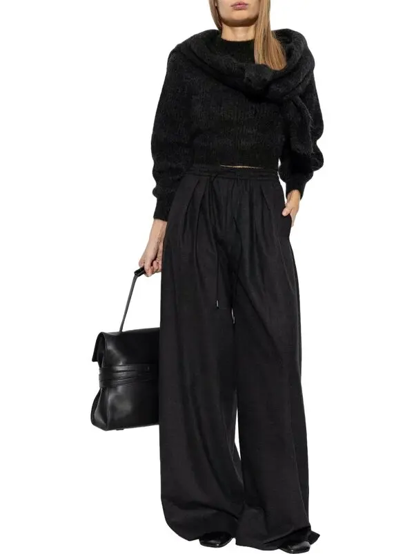Max Mara Mélange Mohair Cropped Jumper Dark - Grey