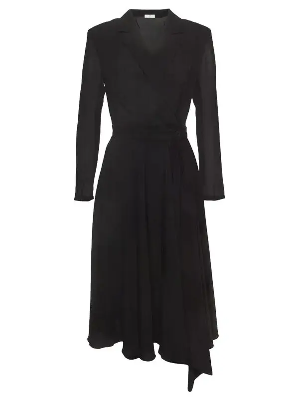 Sandro Wrap-style Pleated Midi Dress - Black