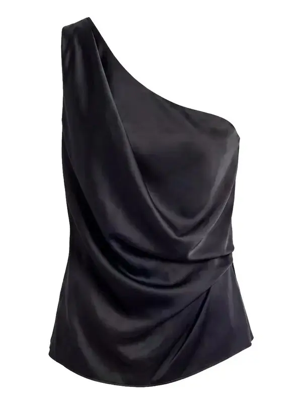 THE SEI Draped One-shoulder Top - Black