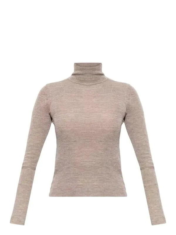 Max Mara Ribbed-knit Turtleneck Sweater - Neutrals