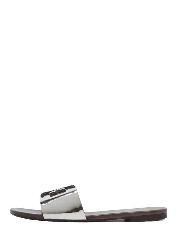 Tory Burch Ines Patent-leather Flat Sandals - Silver