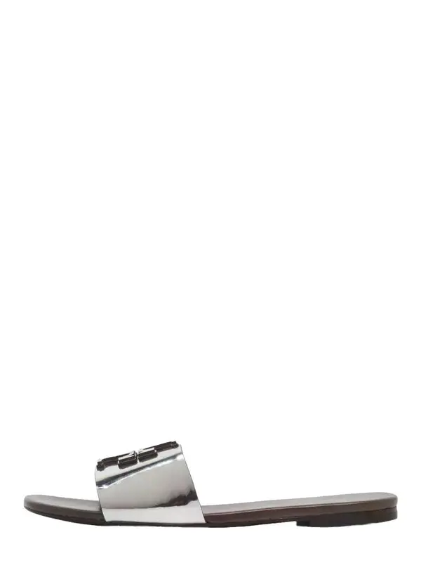 Tory Burch Ines Patent-leather Flat Sandals - Silver
