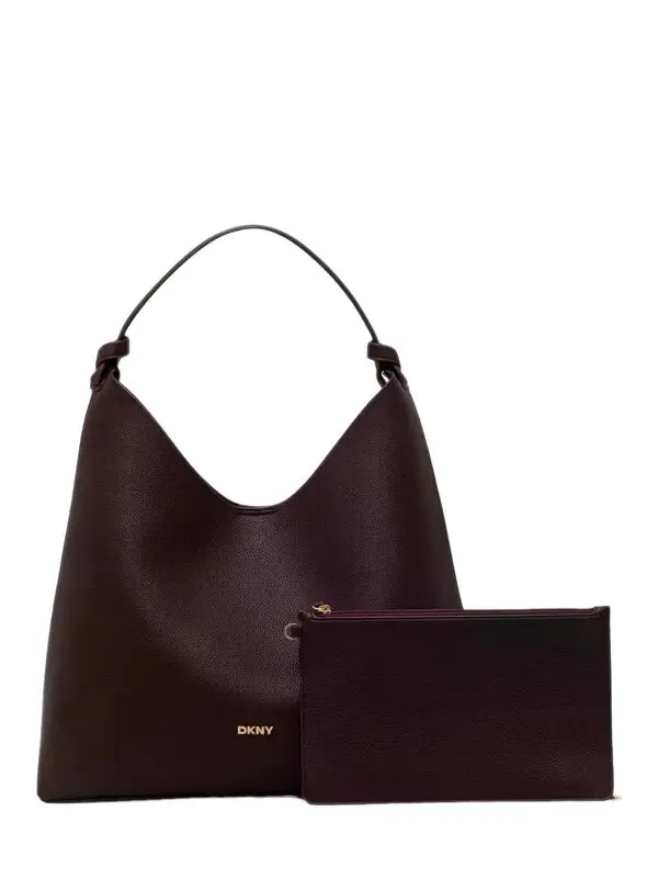 Dkny Pebbled Logo-plaque Shoulder Bag - Red