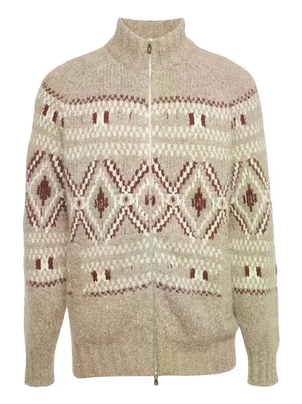 Brunello Cucinelli Fair Isle Zip-up Cardigan - Neutrals