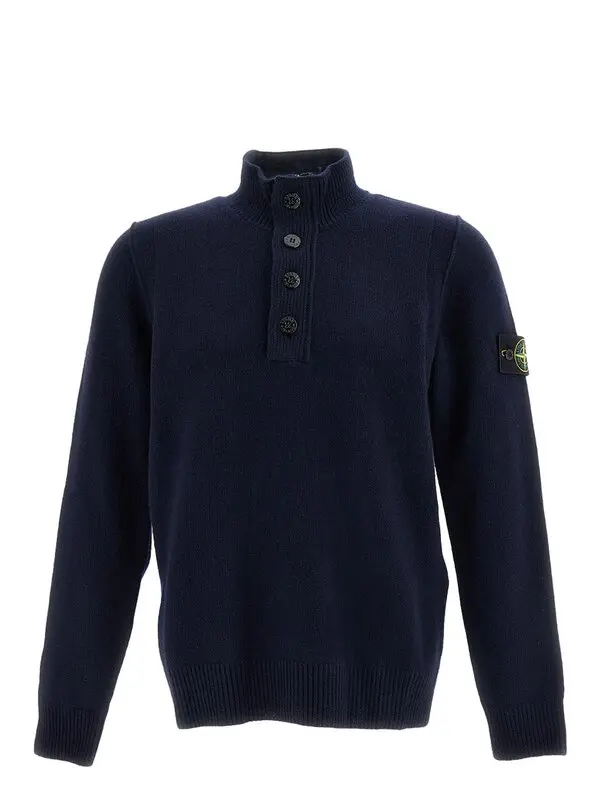 Stone Island Lambswool Half-zip And Button Sweater - Multicolor
