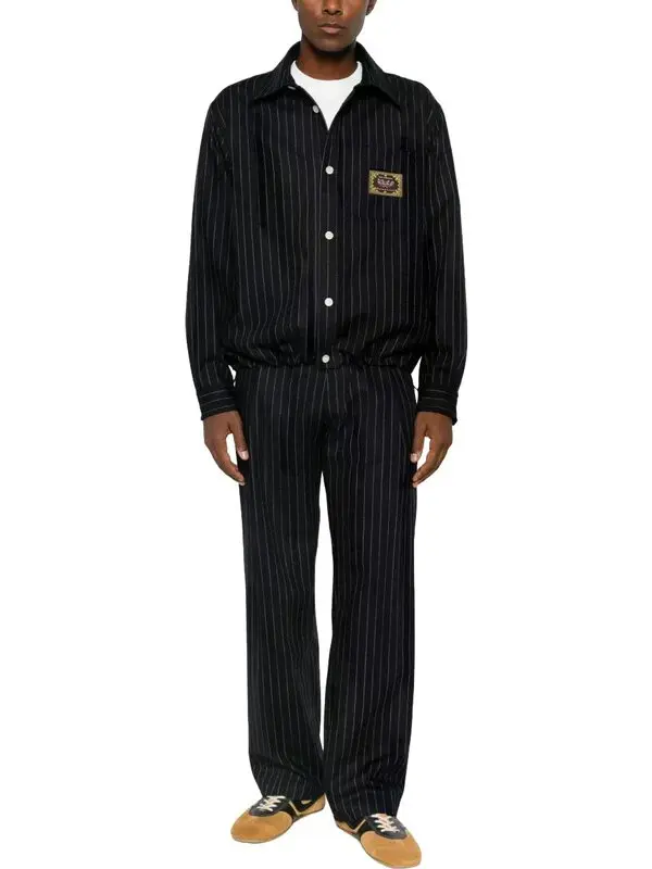 Drole De Monsieur Pinstripe-pattern Pleated Trousers - Blue