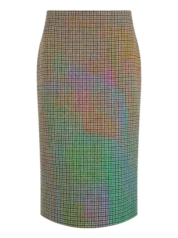 P.a.r.o.s.h Houndstooth-pattern Pencil Midi Skirt - Brown