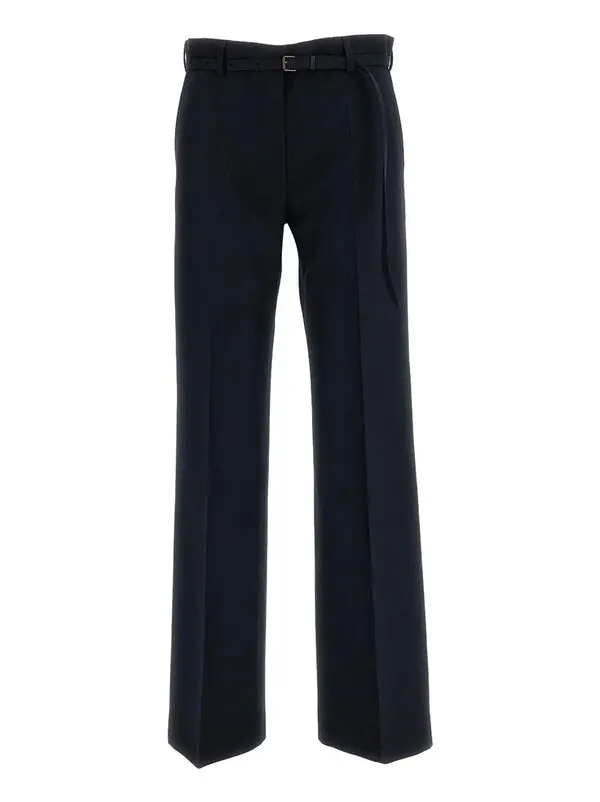 Dries Van Noten Pantaloni Presta In Lana Con Cintura - Blu