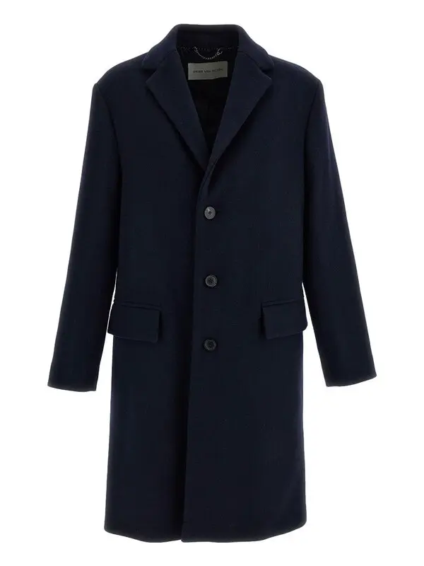 Dries Van Noten Cappotto In Misto Lana Rustic - Blu