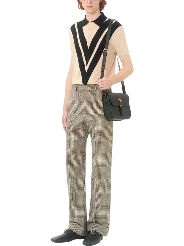 Valentino Garavani Cotton Polo Shirt With Inlaid V - Neutrals