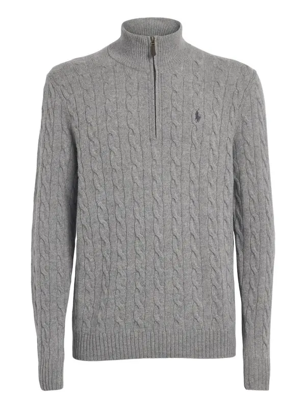 Polo Ralph Lauren Wool-cashmere Quarter-zip Sweater - Grey