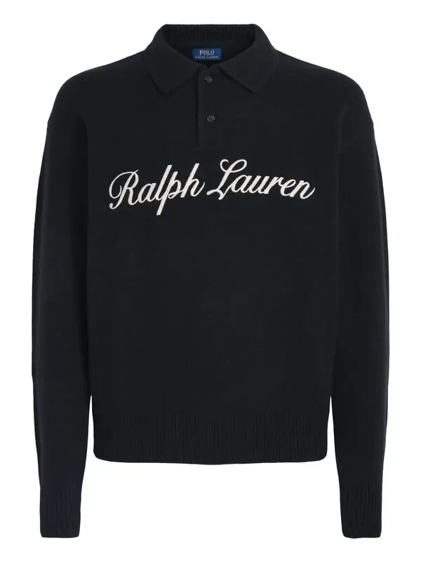 Polo Ralph Lauren Wool-alpaca Logo Polo Sweater - Black