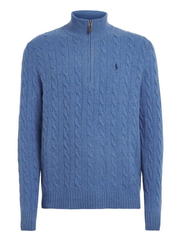 Polo Ralph Lauren Wool-cashmere Quarter-zip Sweater - Blue