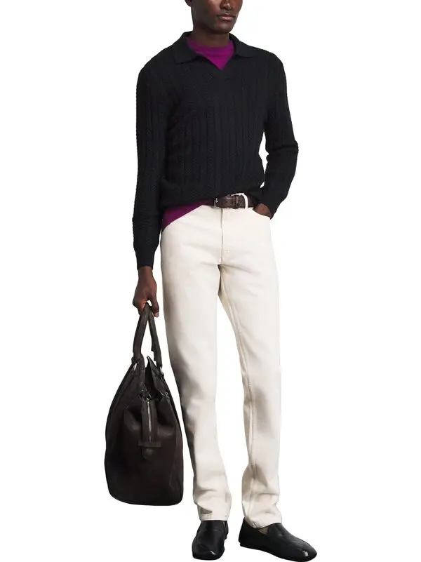 Isaia Wool-silk-cashmere Polo Sweater - Black