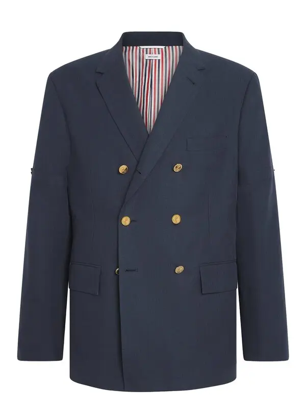 Thom Browne Linen-cotton University Blazer - Navy