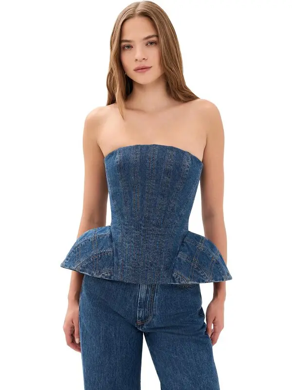 AKNVAS Emmi Corset Denim Top - Blue