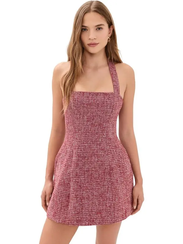 Bardot Nevelle Boucle Halter Dress - Red