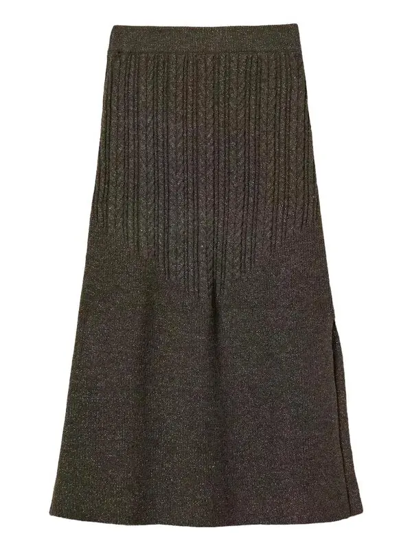 TWINSET Cable Knit Midi Skirt - Grey