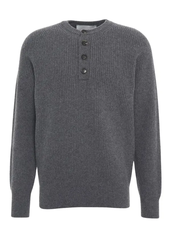 AMARANTO Knitted Buttoned Polo Shirt By - Grey