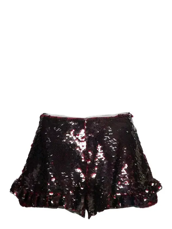 Simone Rocha Sequin-embellished Ruffled Shorts - Red