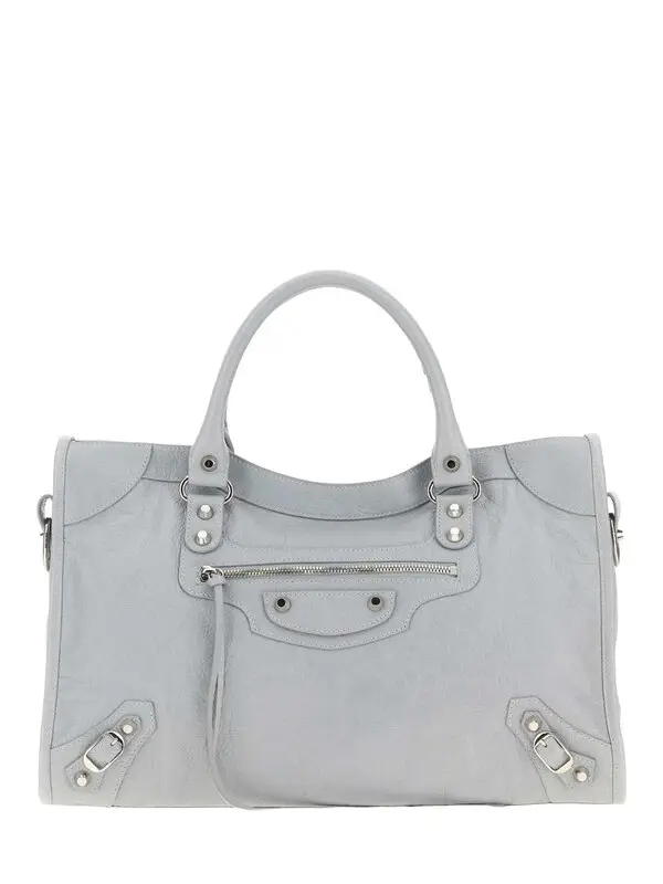 Balenciaga Light Grey Leather Medium Le City Handbag - Gray