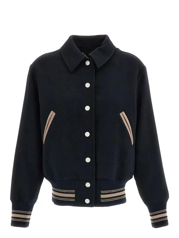 GOLDEN GOOSE Giacca Bomber 'journey' In Pura Lana Vergine - Blu