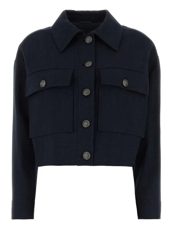 Brunello Cucinelli Navy Stretch Wool Blazer - Blue