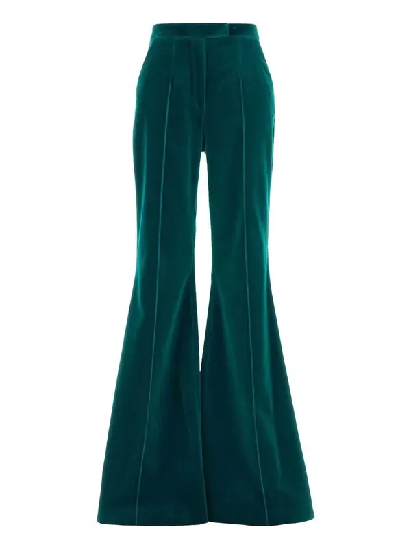 Costarellos Teal Green Velvet Pant - Blue