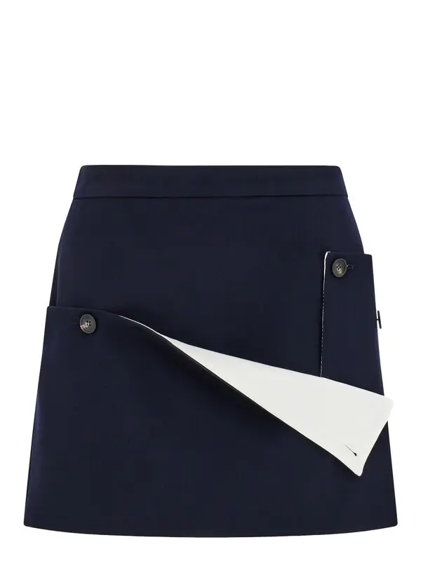 FERRAGAMO Tailored Mini Skirt With Button Detail - Blue