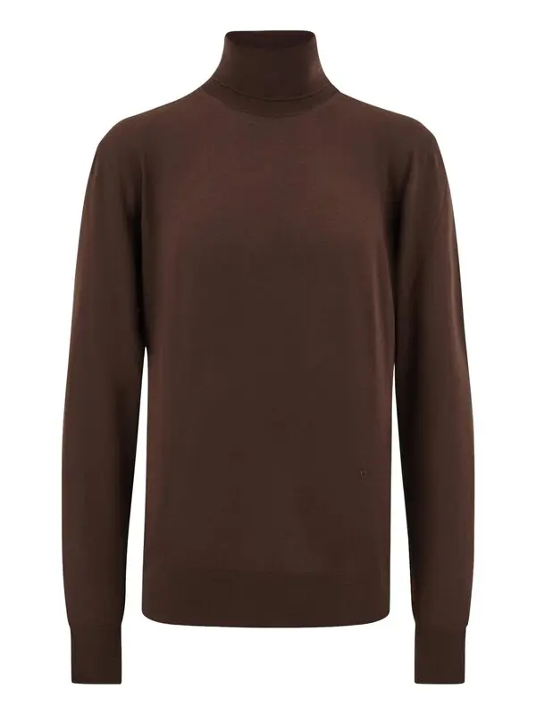 FERRAGAMO High Neck Pullover - Brown