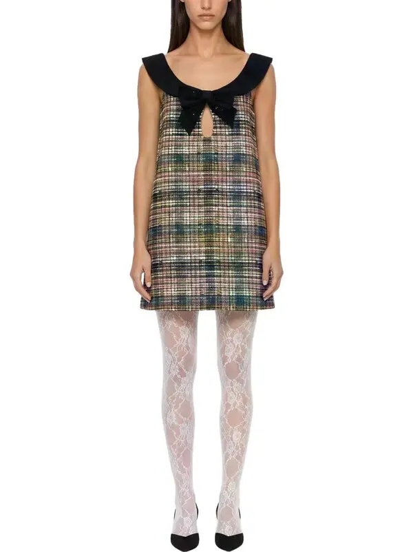 SHUSHU/TONG Tweed Bow-detail Mini Dress - Black