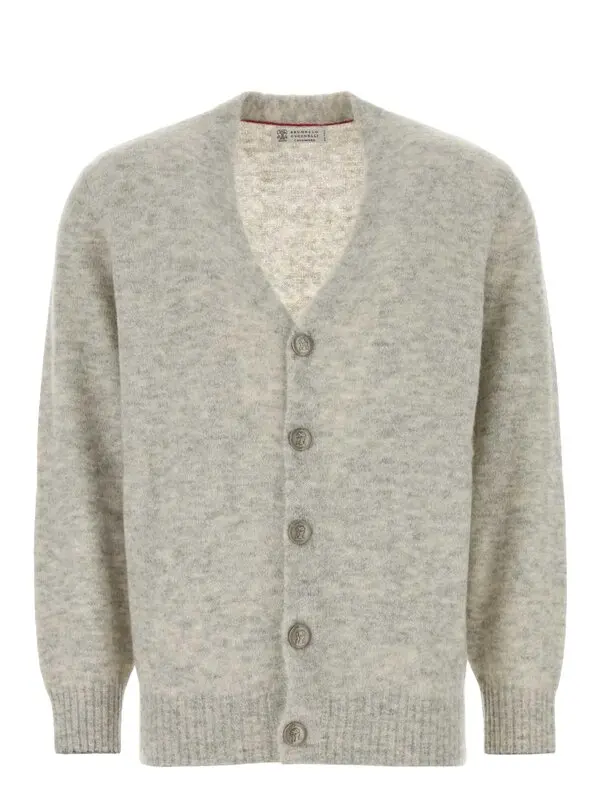 Brunello Cucinelli Melange Grey Alpaca Blend Cardigan - Gray