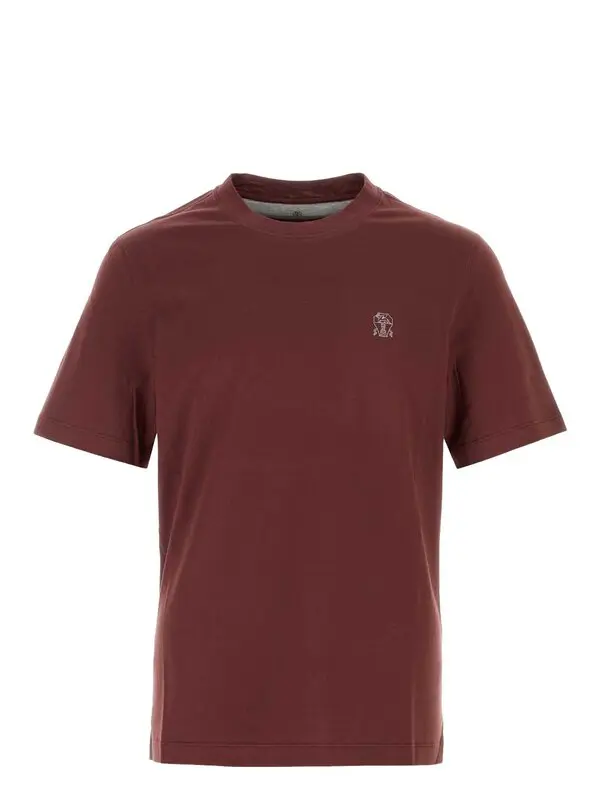 Brunello Cucinelli Burgundy Cotton T-shirt - Red